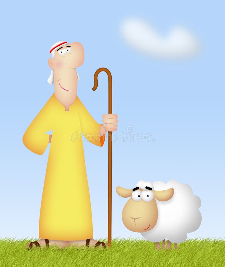 Herder with Sheep stock illustratie. Illustration of kerstmis - 31622989