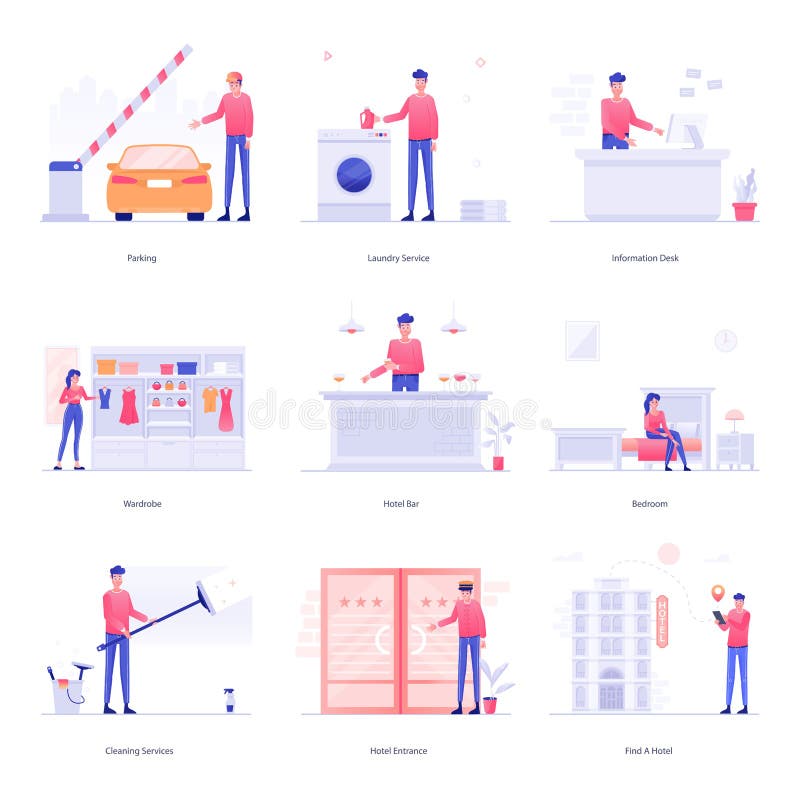 Hotel Activities Background Stock Vector - Illustration of reception ...