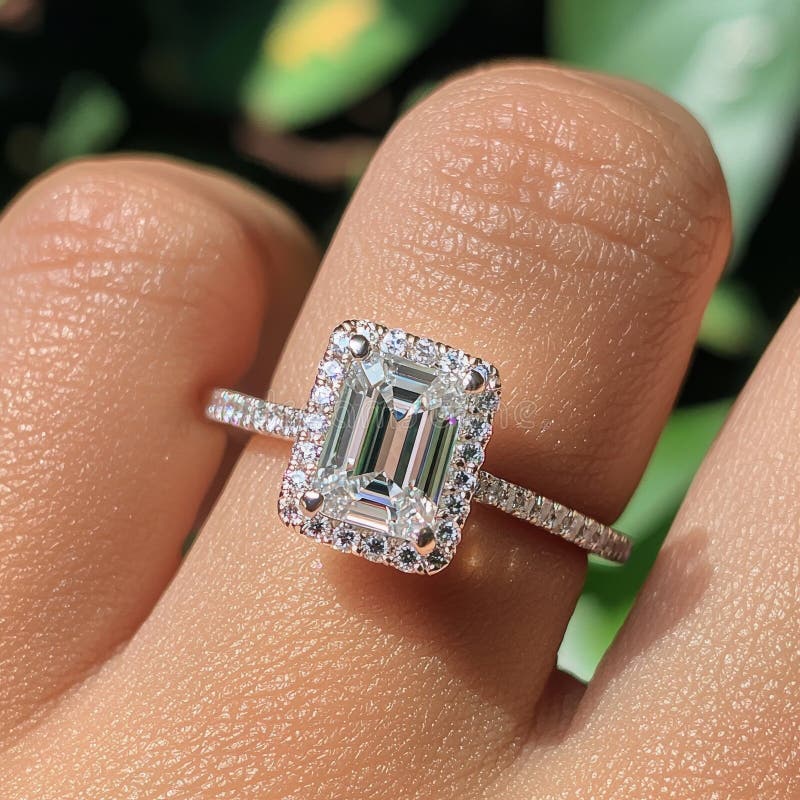 Here is a Close-up of an Elegant Diamond Engagement Ring on a Finger ...