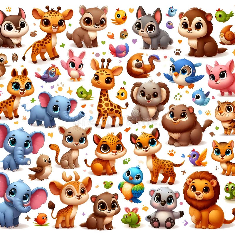 Cartoon Baby Animal With Big Eyes