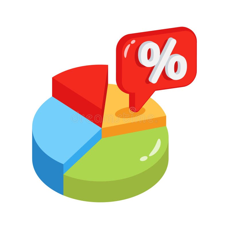 Here is a 3d Style Icon of Pie Chart with Interest Rate Stock Vector ...