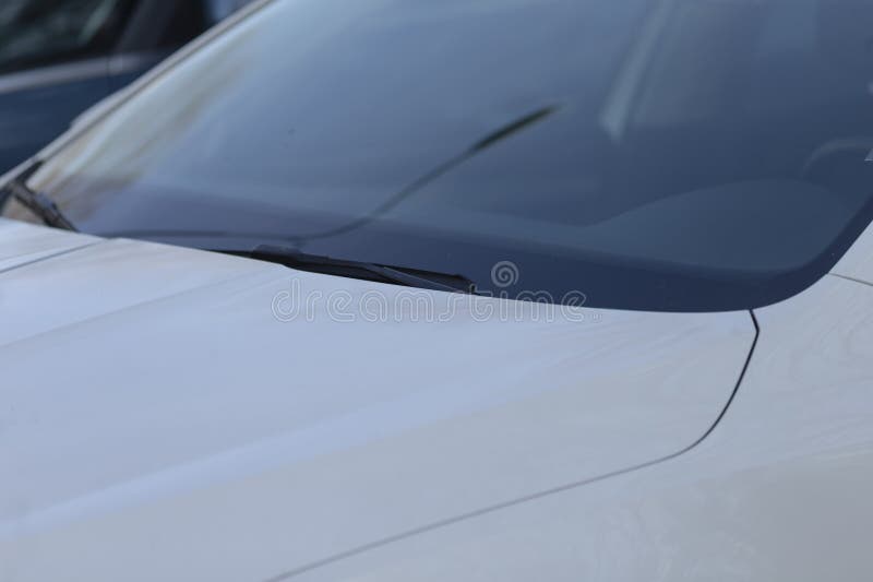 Here is a Detailed Close Up View of the Windshield of a White Car Stock ...