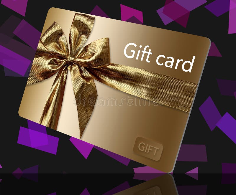 Here is a Gold Gift Card with Ribbon and Bow Stock Illustration ...
