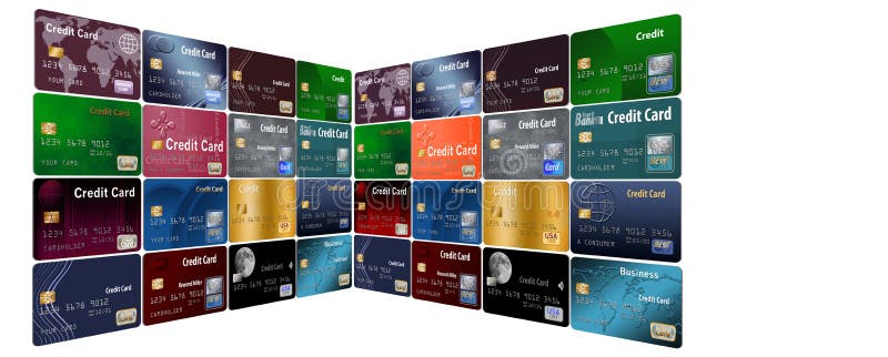 Here is a Grouping of Generic Credit Cards in a Designed Pattern. Stock ...