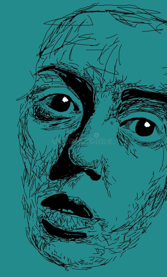 Here is a Hand Drawn Young Manâ€™s Face with a Distraught, Distressed ...