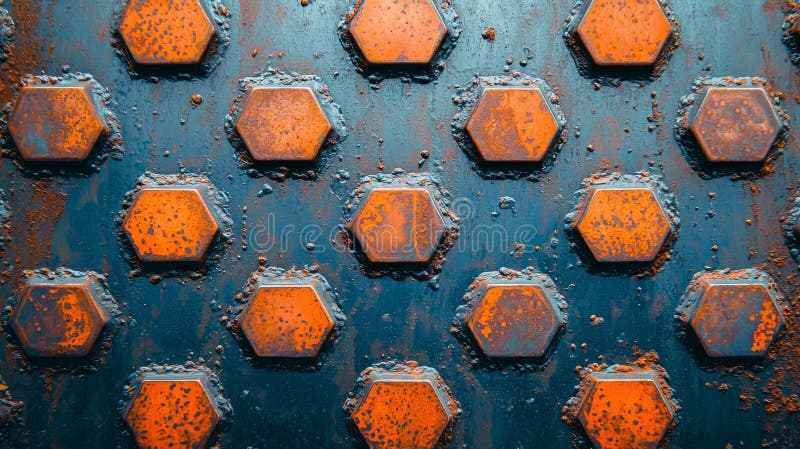 Here we Have a Close-up of a Metallic, Octagonal Pattern with a Worn ...