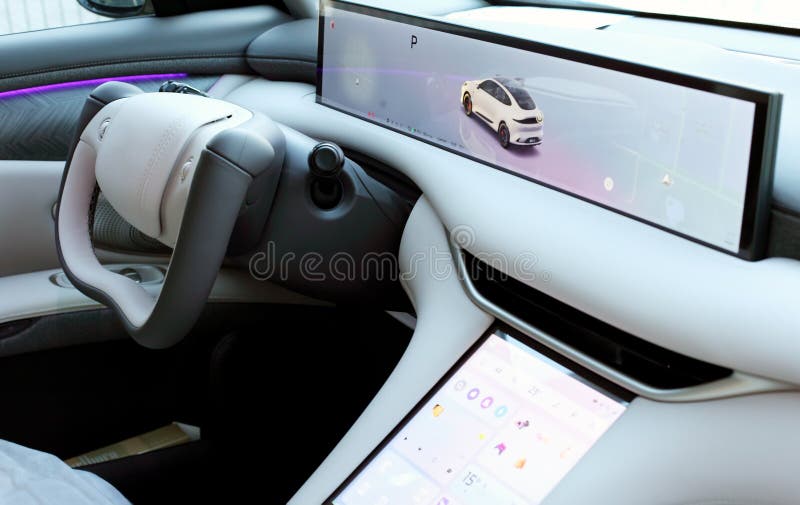 Full-frame Digital Cockpit of Electric Car. Editorial Image - Image of ...