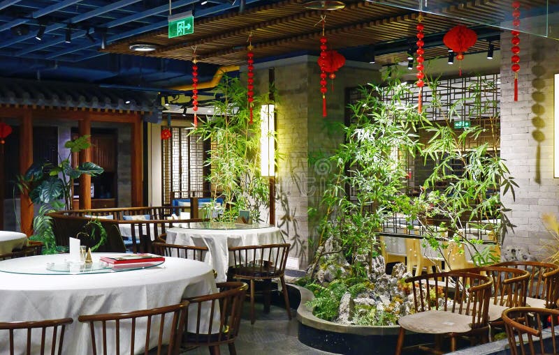 Internal Dining Environment of Traditional Chinese Restaurant. Stock ...