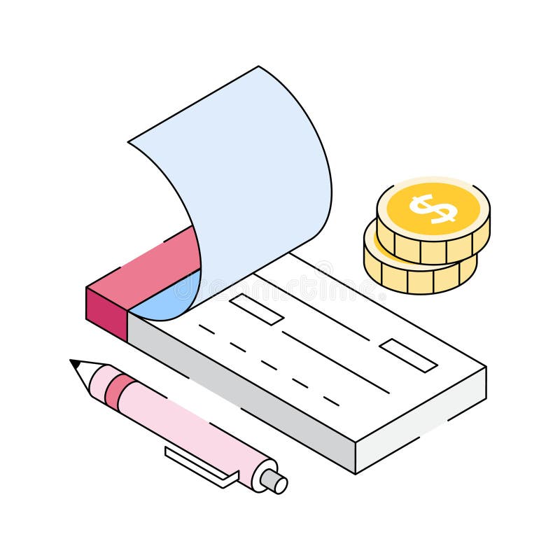 Here is an Isometric Outline Icon of Payment Cheque Stock Vector ...