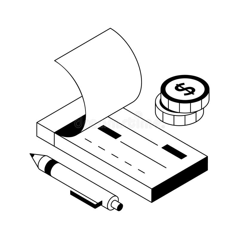 Here is an Isometric Outline Icon of Payment Cheque Stock Vector ...