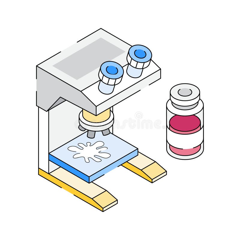 Here is an Isometric Style Icon of Blood Research Microscope Stock ...