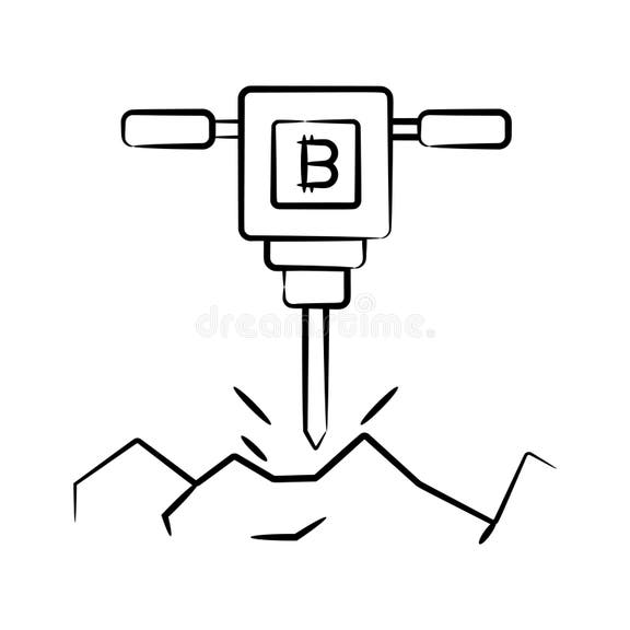 Here is a Latest Hand Drawn Icon Showing Bitcoin Mining with Drill ...