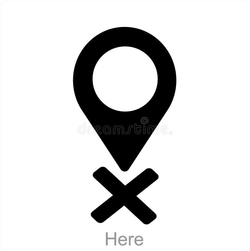 Here and map icon concept stock illustration. Illustration of font ...