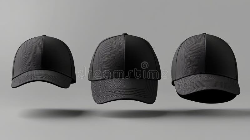 Here is a Mockup of a Black Baseball Cap from Four Different Angles ...