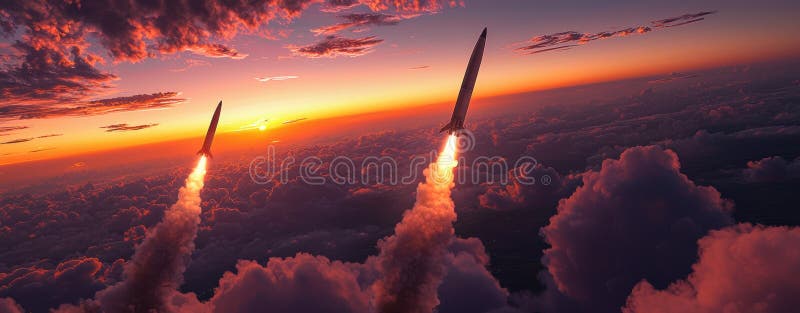 Here S the Information for the Image Rocket Launch at Sunset Stock ...