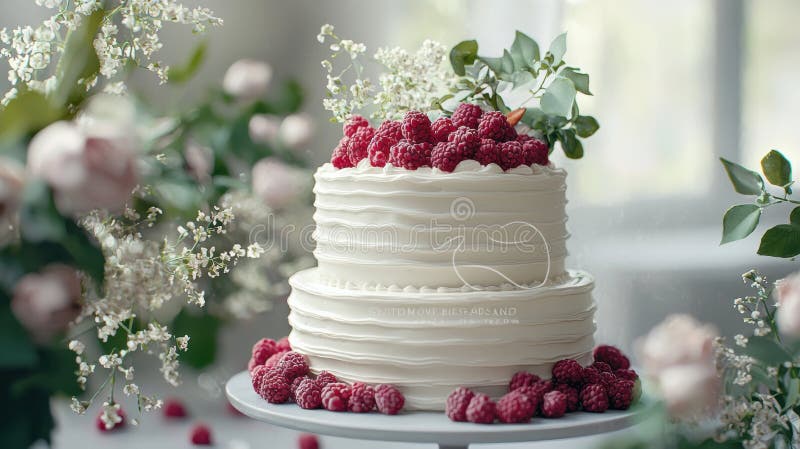 Here S the Response Elegant Raspberry Cake with Floral Decorations ...