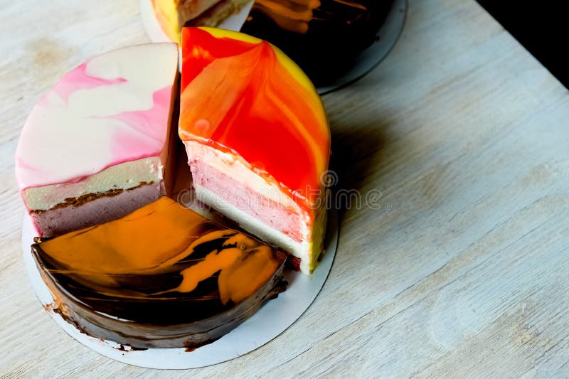 Here Three Such Wonderful Sets Mousse Cakes Stock Image - Image of ...