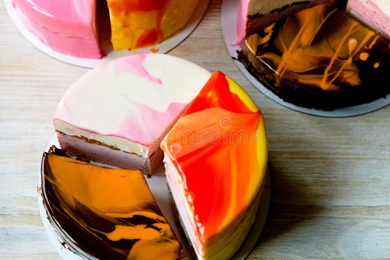 Here Three Such Wonderful Sets Mousse Cakes Stock Image - Image of ...