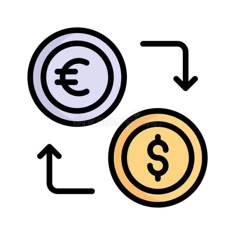 Here is a Trendy Flat Outline Icon of Currency Exchange Stock Vector - Illustration of capital ...