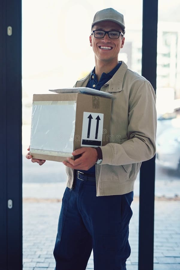 Here with Your Delivery. Portrait of a Courier Making a Delivery. Stock ...