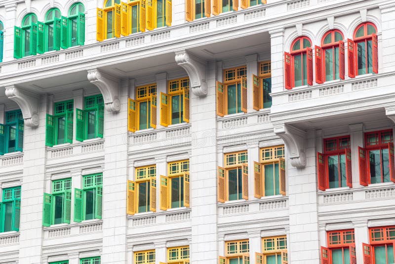 Background Walls of Bright Colored Buildings with Fire Escape / Bright ...