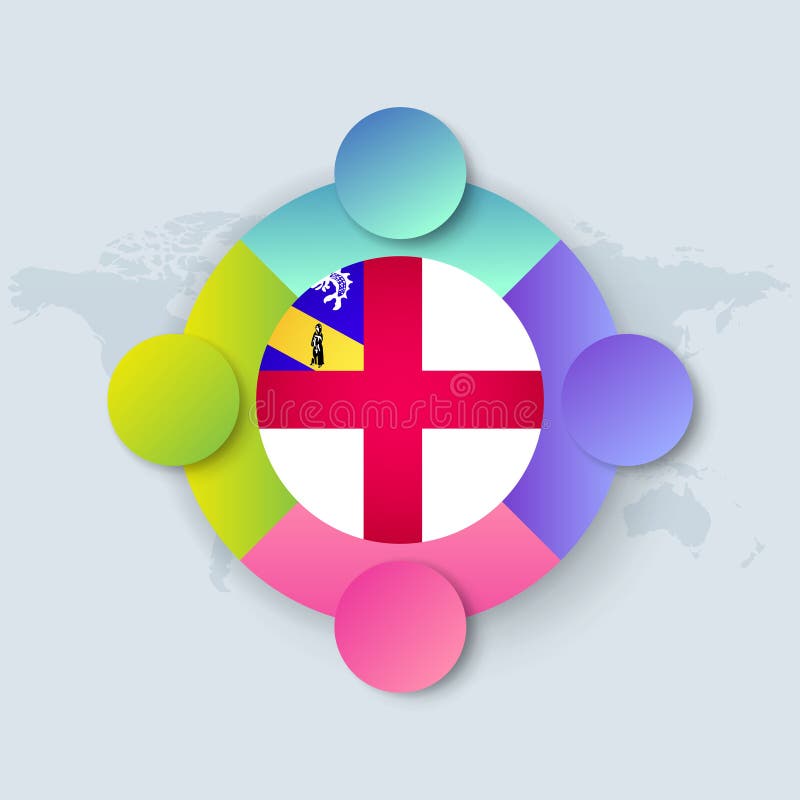 Herm Flag with Infographic Design Isolated on World Map Stock Vector ...