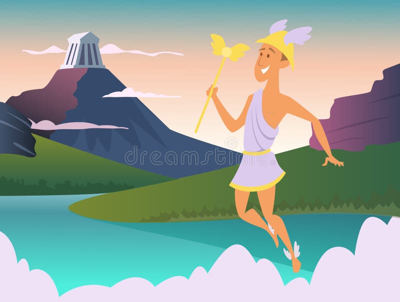 Hermes. Grekisk Gud För Handel Vektor Illustrationer - Illustration av ...