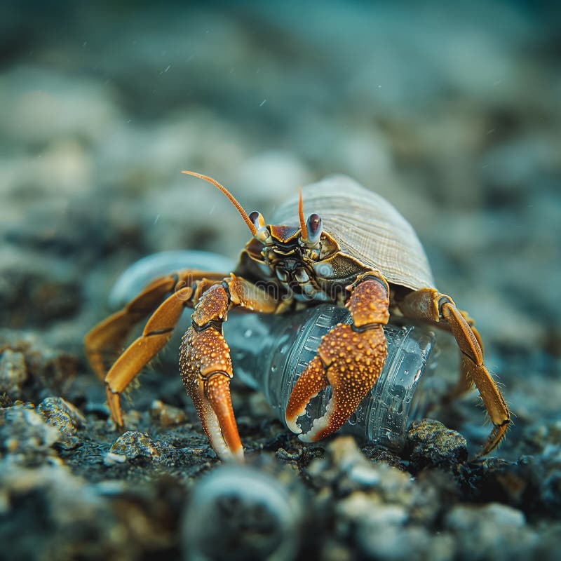 Hermit Crab Adapting To Pollution with a Plastic Shell Stock ...