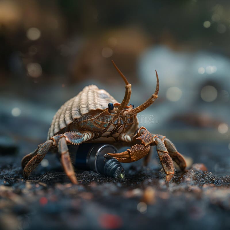 Hermit Crab Adapting To Pollution with a Plastic Shell Stock ...