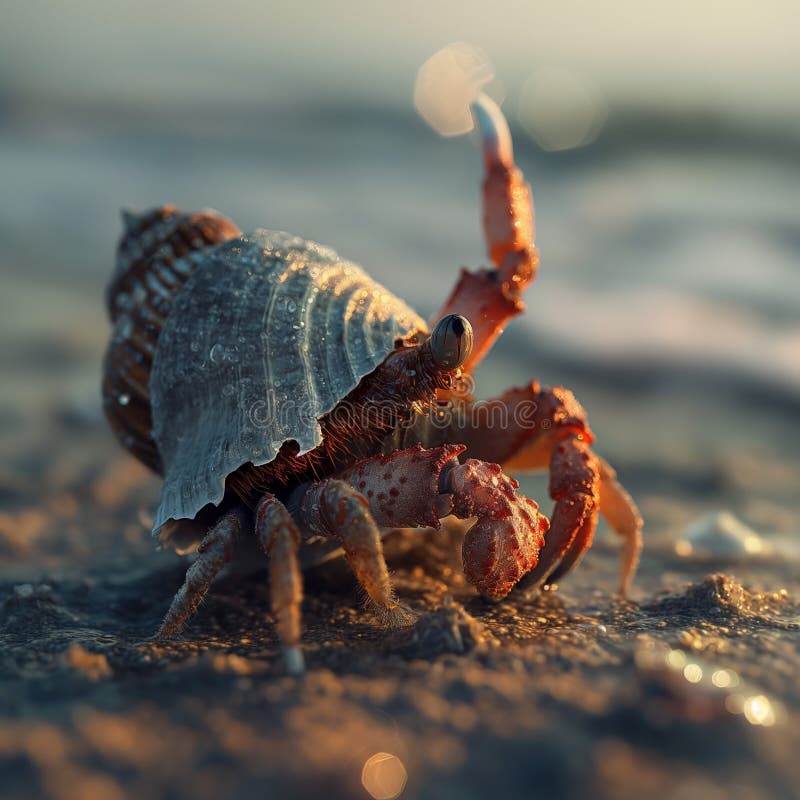 Hermit Crab Adapting To Pollution with a Plastic Shell Stock ...