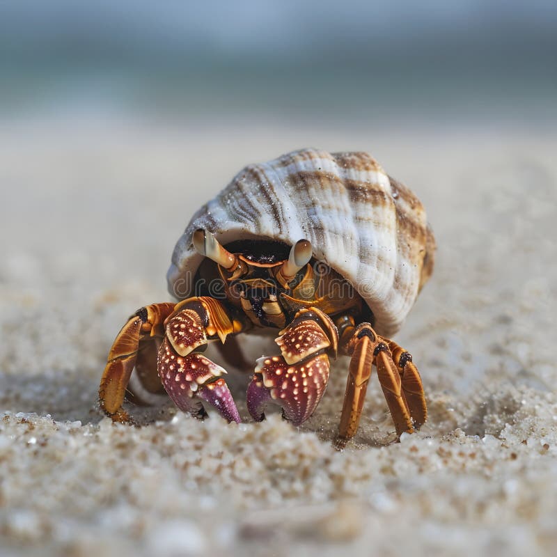 Hermit Crab Walking on the Beach Sand Stock Illustration - Illustration ...