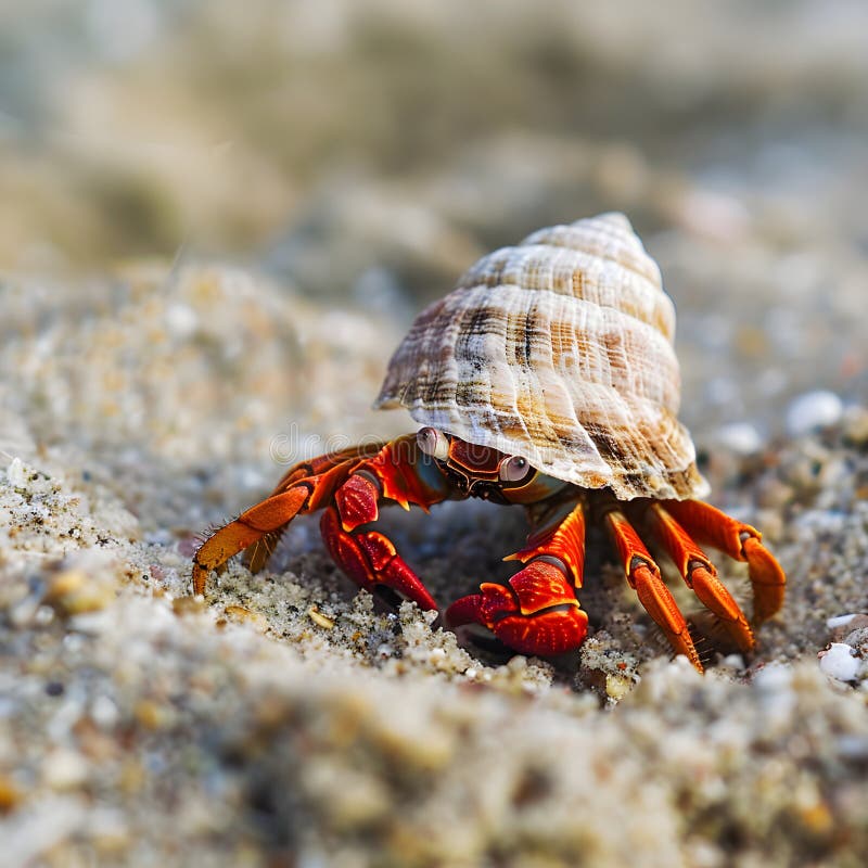 Hermit Crab Crawling on the Sand at the Beach Stock Illustration ...
