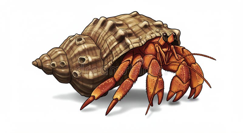 Hermit Crab with a Reddish-brown Exoskeleton and Thin, Segmented Legs ...