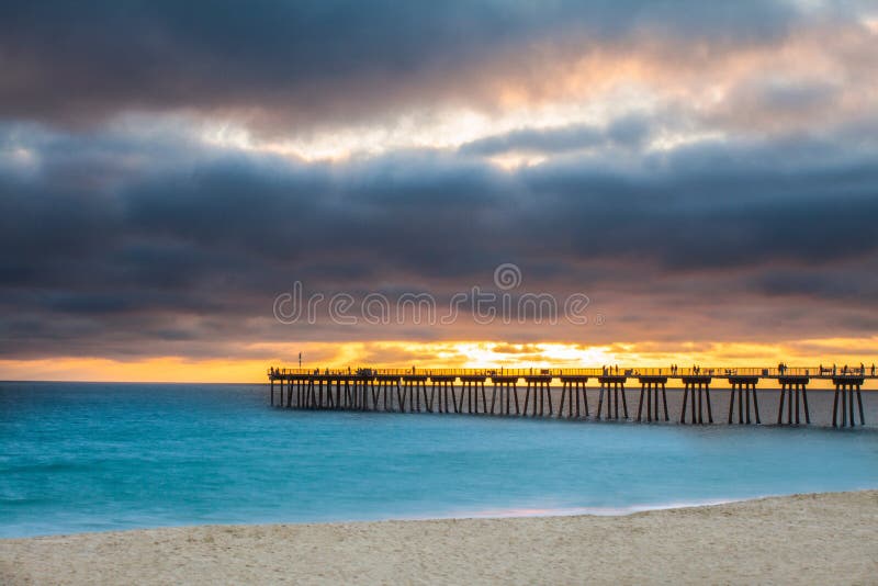 Hermosa Beach Pier stock image. Image of sunset, water - 96718397
