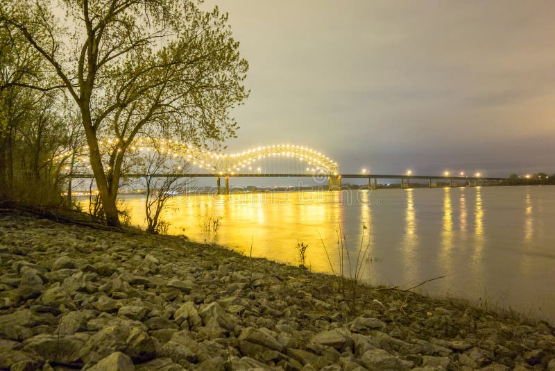 Hernando De Soto Bridge - Memphis Tennessee at Night Stock Photo ...