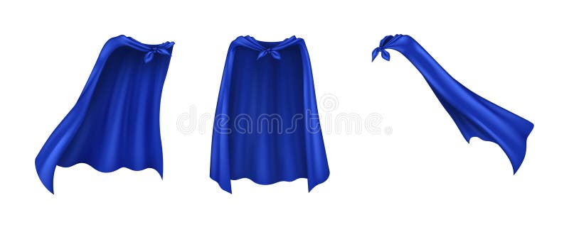 Hero Blue Silk Cloaks Realistic Vector Illustration Set Stock Vector ...