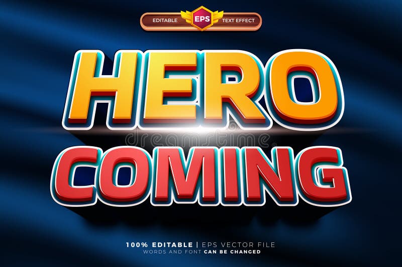 Hero Coming Comic Bold 3D Editable Text Effect Style Stock Vector ...