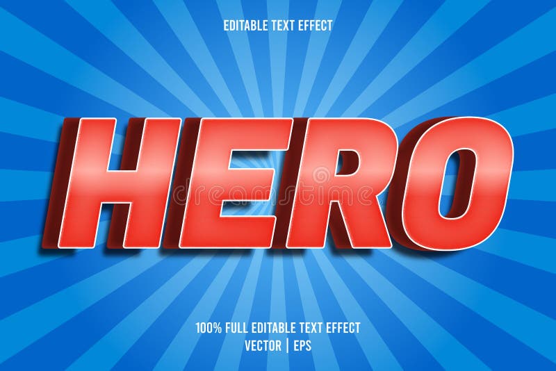 Hero Editable Text Effect Cartoon Style Stock Vector - Illustration of ...