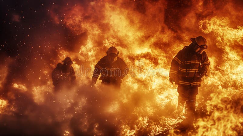 Hero in the fire stock photo. Image of flame, firefighter - 337852782