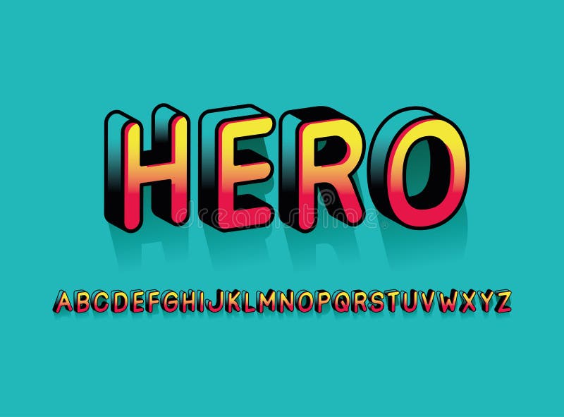 Hero Font and Alphabet Vector Design Stock Vector - Illustration of ...