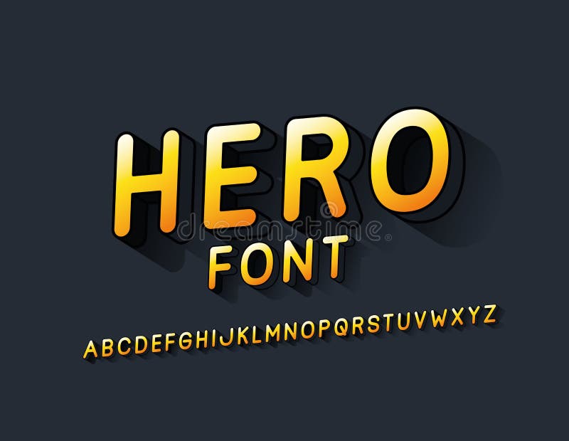 Hero Font Lettering with Alphabet on Blue Background Vector Design ...