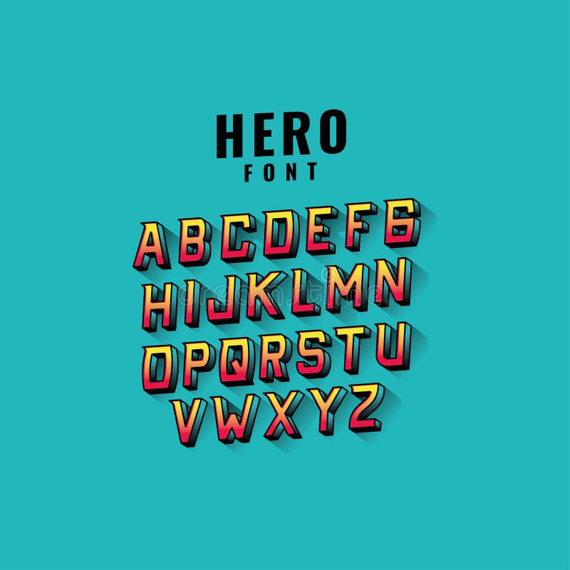 Hero Font Fonts Gradient Sans Serif Alphabet Letters Calligraphy Letter ...