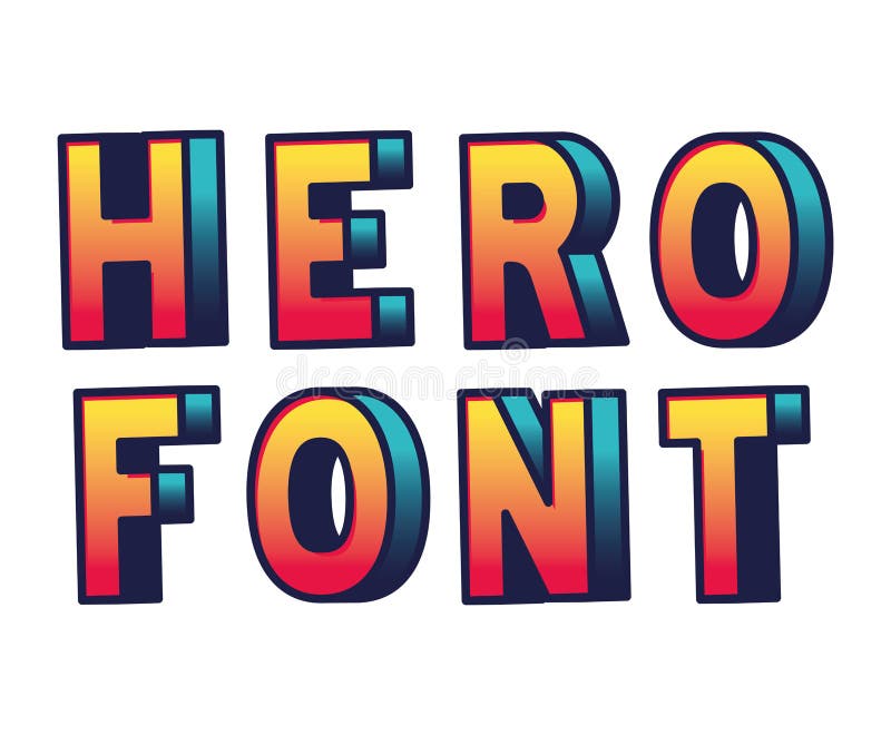 Hero Font Lettering Vector Design Stock Vector - Illustration of comic ...