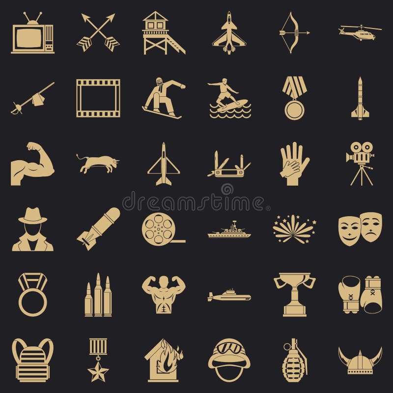 Hero Icons Set, Simple Style Stock Vector - Illustration of rocket ...