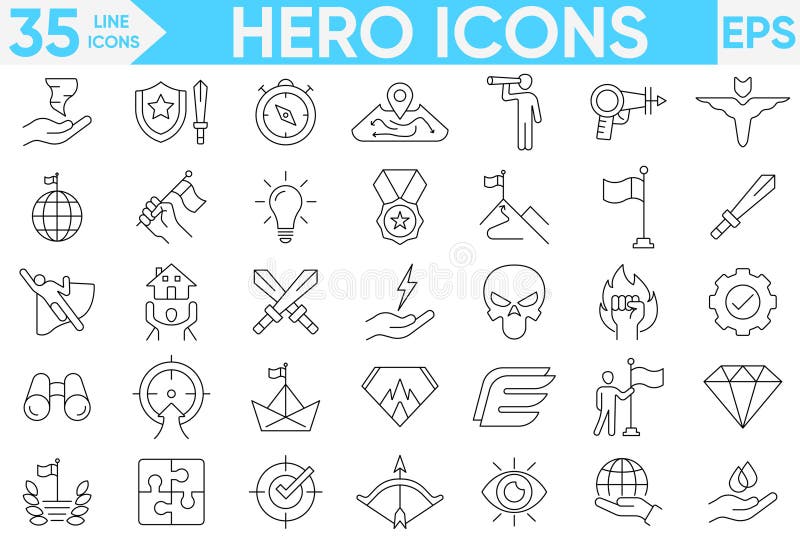 Hero Line Icons Set.Vector Set of Mission, Vision and Values Line Icons ...