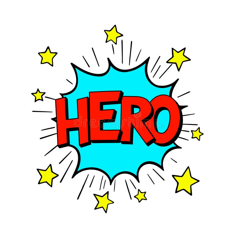 Hero! Pop Art Hand Drawn Design Stock Vector - Illustration of burst ...