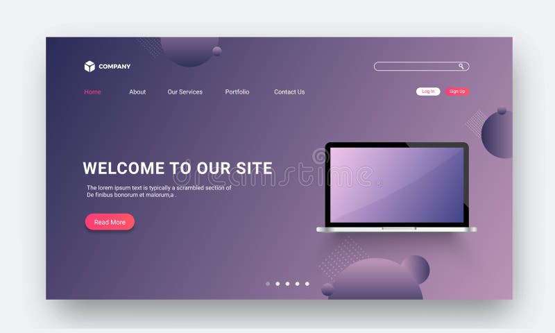 Hero Shots with Laptop on a Cool Background Stock Illustration ...