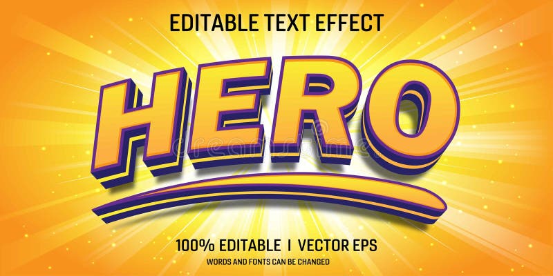 Editable Hero Vector 3d Text Effect with Modern Style Design Stock ...