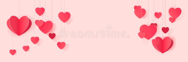 Hero Web Banner with Decoration of Hanging Hearts Stock Vector ...