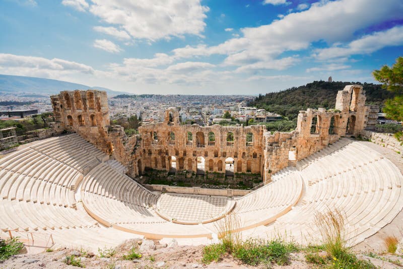 Herodes Atticus Amphitheater of Acropolis, Athens Stock Image - Image ...